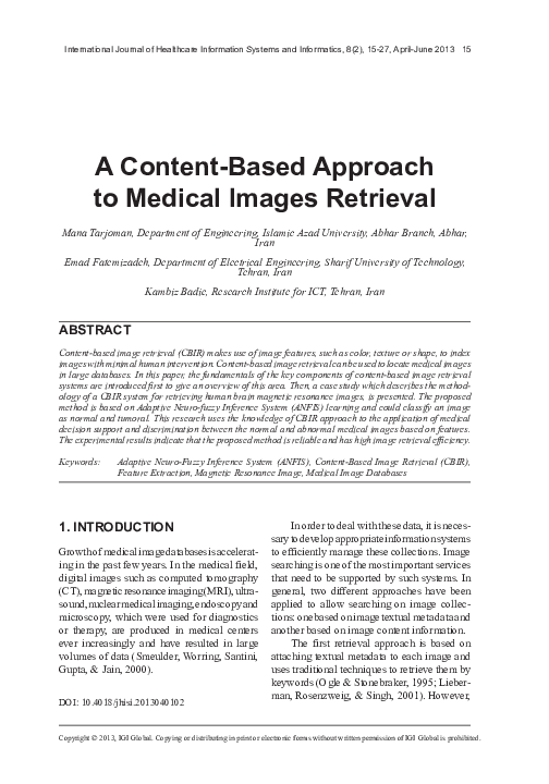 (PDF) A Content-Based Approach to Medical Images Retrieval