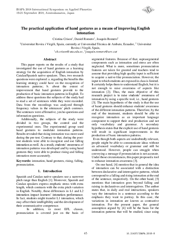 (PDF) The practical application of hand gestures as a means of ...