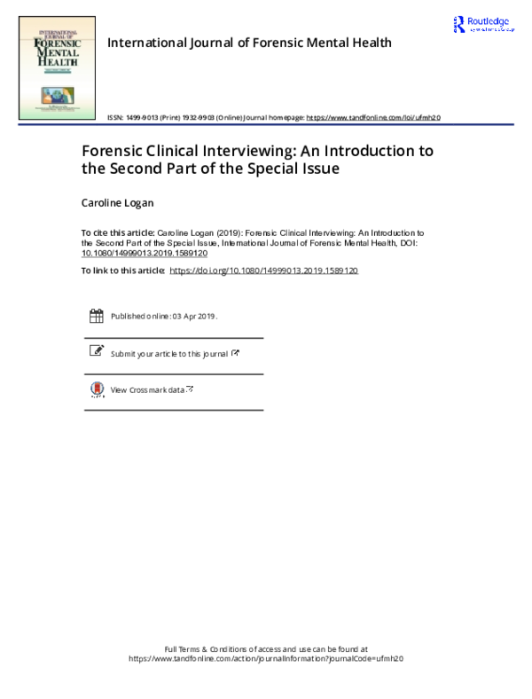 (PDF) Forensic Clinical Interviewing: An Introduction to the Second ...