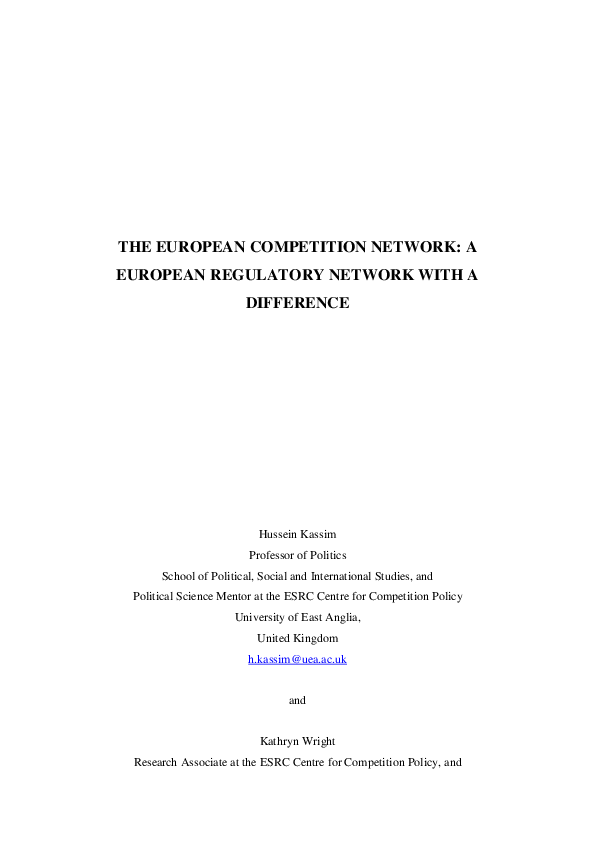 (PDF) The European Competition Network: A European Regulatory Network ...