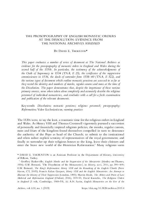 (PDF) The Prosopography of English Monastic Orders at the Dissolution ...