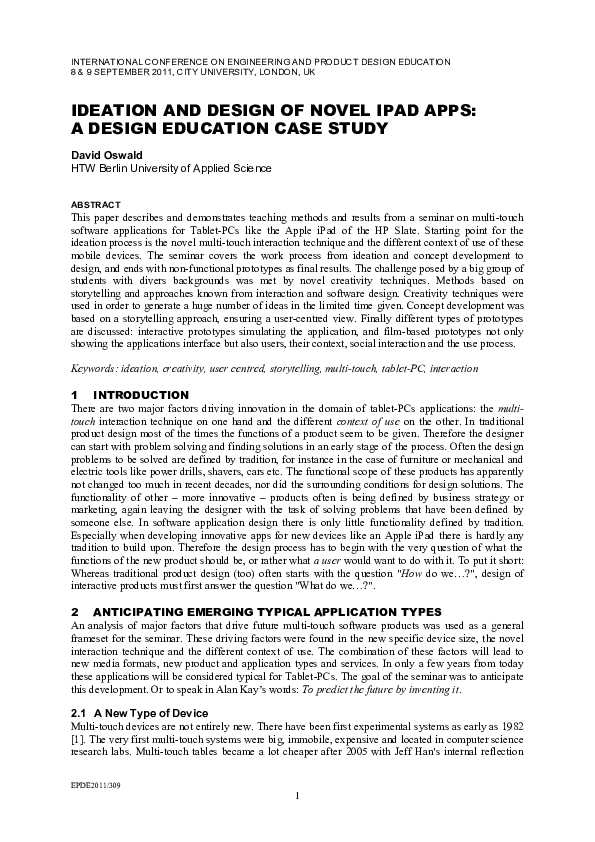 (PDF) Ideation and Design of Novel iPad Apps: A Design Education Case ...