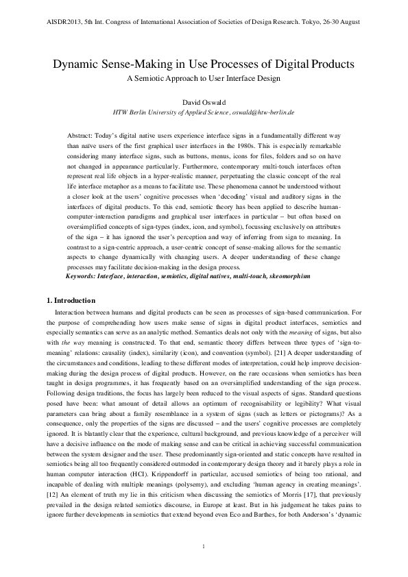 (PDF) Dynamic Sense-Making in Use Processes of Digital Products – A Semiotic Approach to User ...