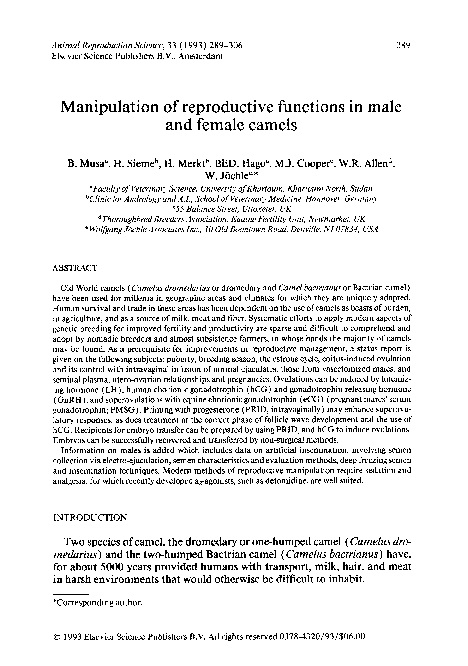 (PDF) Manipulation of reproductive functions in male and female camels