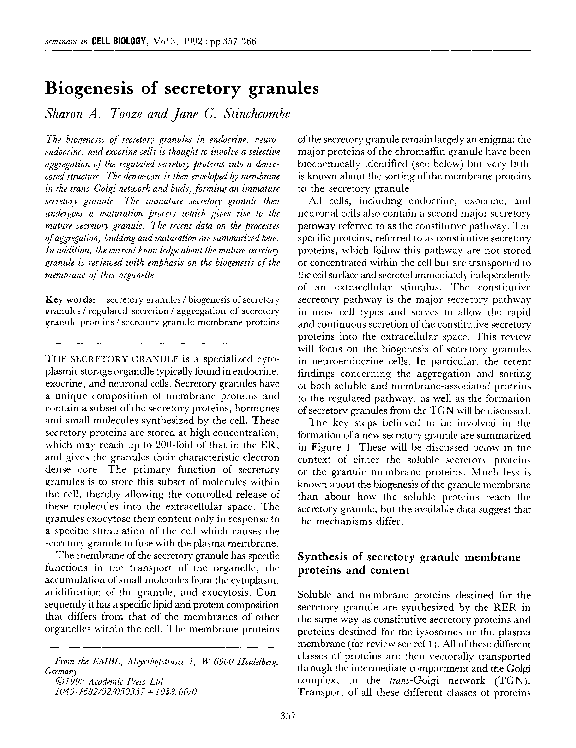 (PDF) Biogenesis of secretory granules