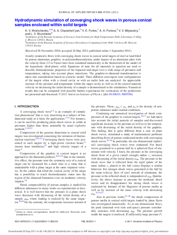 (PDF) Shock Wave Simulation in Porous Conical Targets