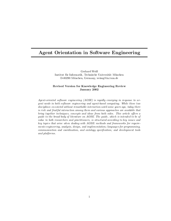 (PDF) Agent orientation in software engineering