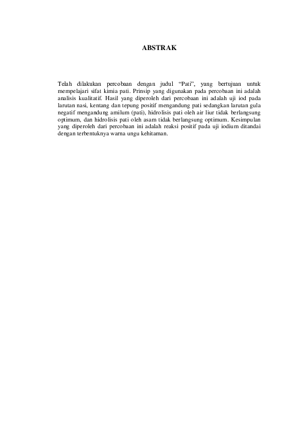 (PDF) Laporan Biokimia - Pati (Amilum) (PDF) Laporan Biokimia - Pati (Amilum)