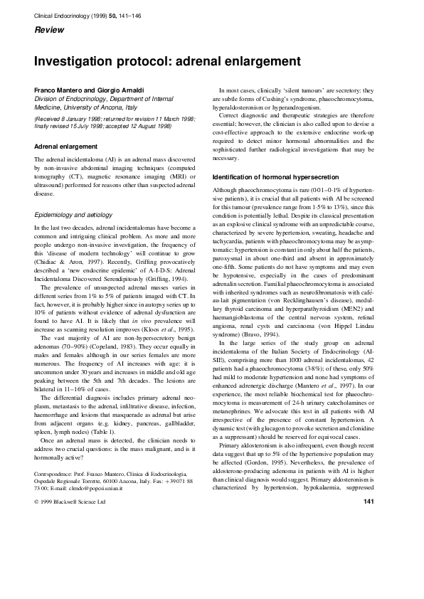 (PDF) Investigation protocol: adrenal enlargement
