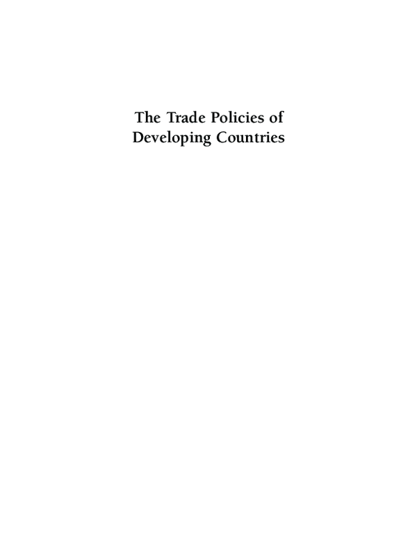 (PDF) The Trade Policies of Developing Countries: Recent Reforms and ...