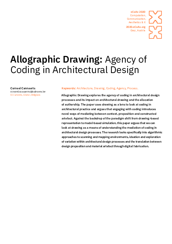 (PDF) Allographic Drawing: Agency of Coding in Architectural Design