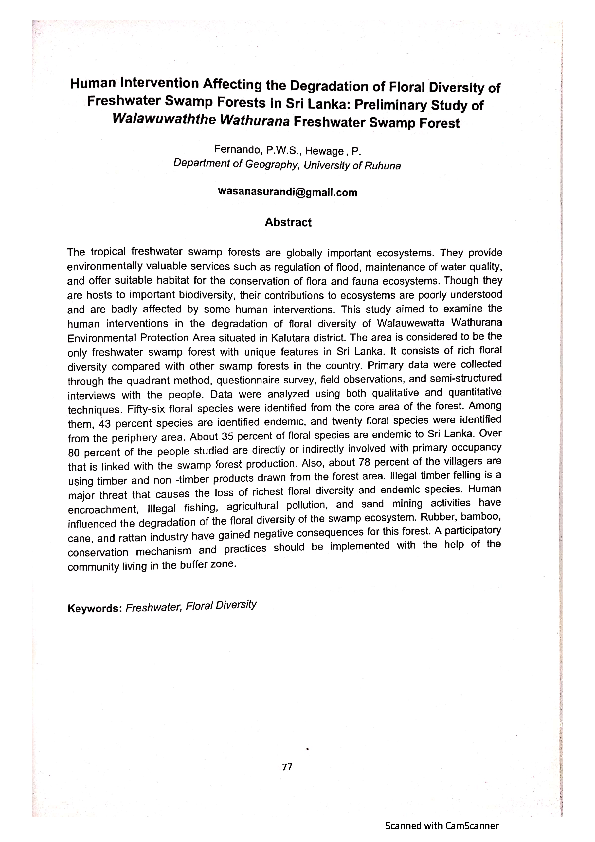 (PDF) Human Intervention Affecting the Degradation of Floral Diversity ...