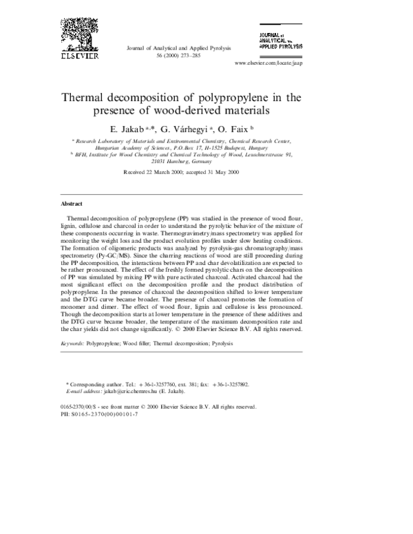(PDF) Thermal decomposition of polypropylene in the presence of wood ...