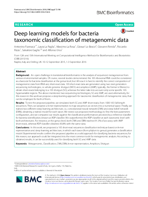(PDF) Deep learning models for bacteria taxonomic classification of ...