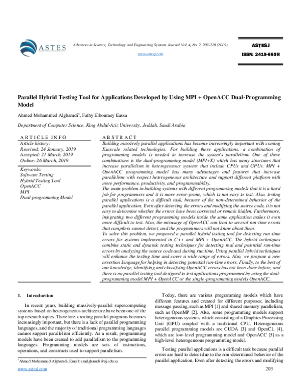 Pdf Parallel Hybrid Testing Tool For Applications Developed By Using Mpi Openacc Dual