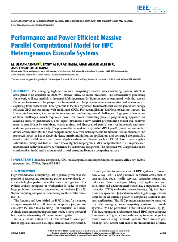 Pdf Performance And Power Efficient Massive Parallel Computational Model For Hpc Heterogeneous