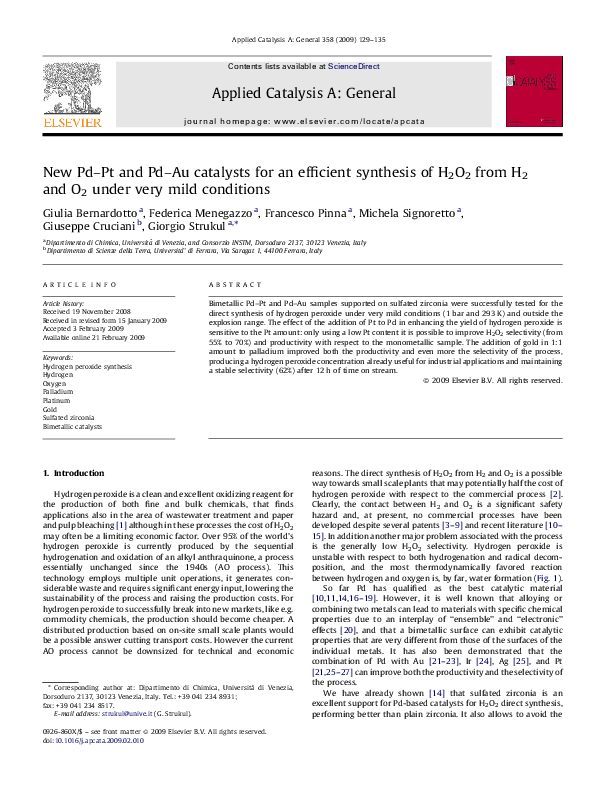 (PDF) New Pd–Pt and Pd–Au catalysts for an efficient synthesis of H2O2 ...