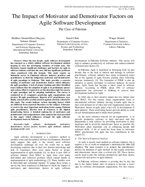 (PDF) The Impact of Motivator and Demotivator Factors on Agile Software ...