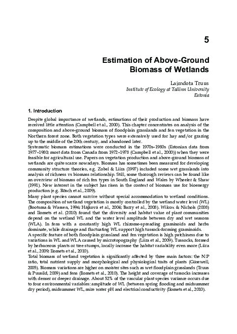 (PDF) Estimation of Above-Ground Biomass of Wetlands