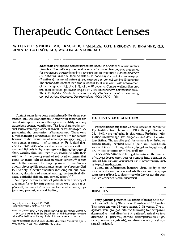 (PDF) Therapeutic contact lenses