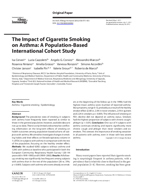 (PDF) The Impact of Cigarette Smoking on Asthma: A Population-Based ...