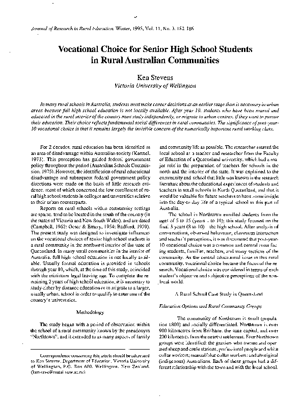 (PDF) Vocational choice for senior high school students in rural ...