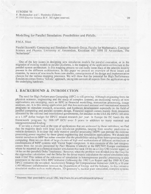 Pdf Modelling For Parallel Simulation Possibilities And Pitfalls
