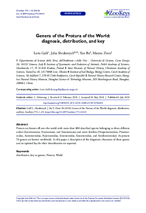 (PDF) Genera of the Protura of the World: diagnosis, distribution, and key