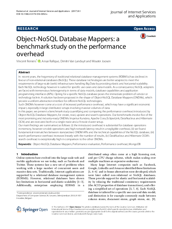 (PDF) Object-NoSQL Database Mappers: a benchmark study on the ...