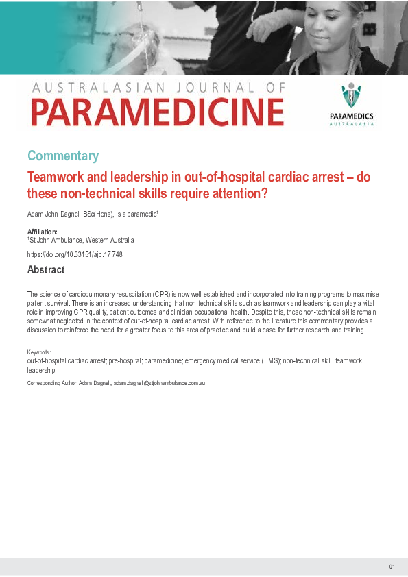 (PDF) Teamwork and leadership in out-of-hospital cardiac arrest – do ...
