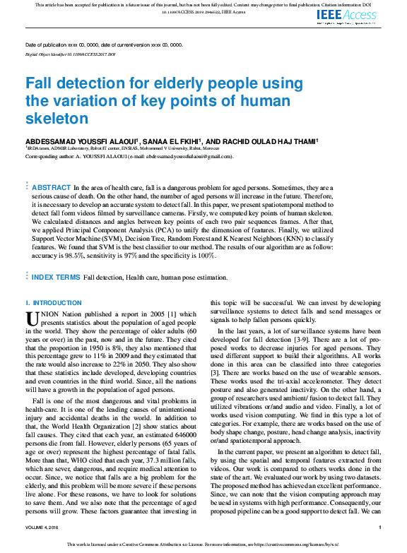 (PDF) Fall detection for elderly people using the variation of key ...