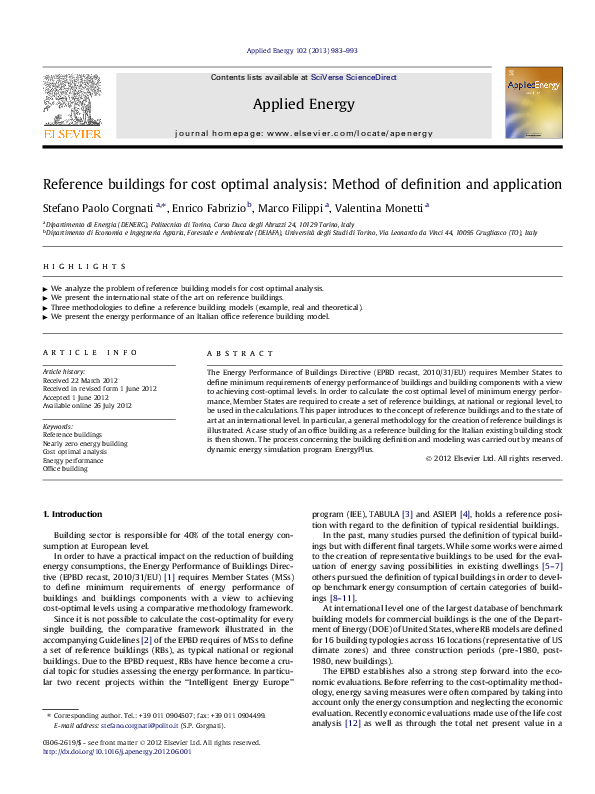 (PDF) Reference buildings for cost optimal analysis: Method of ...