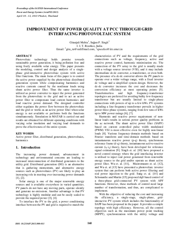 (PDF) Improvement of Power Quality at PCC through Grid Interfacing ...