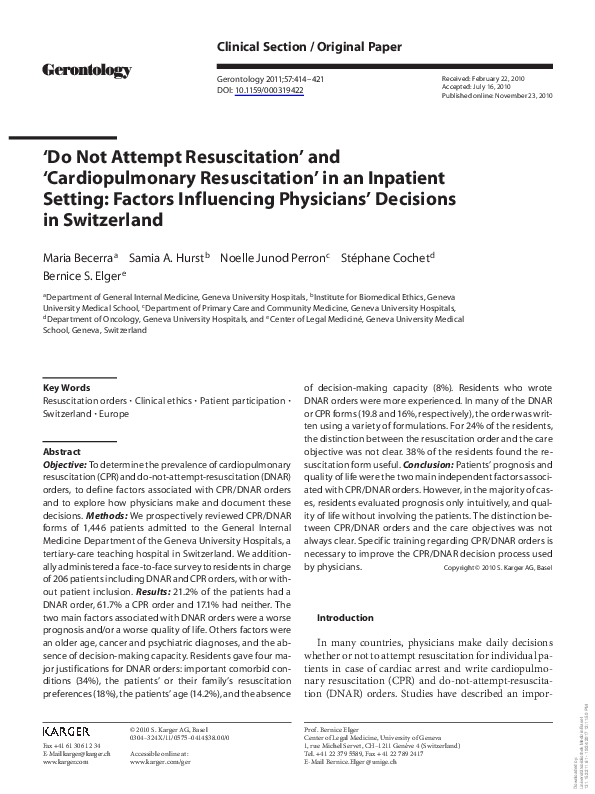 (PDF) ‘Do Not Attempt Resuscitation’ and ‘Cardiopulmonary Resuscitation ...