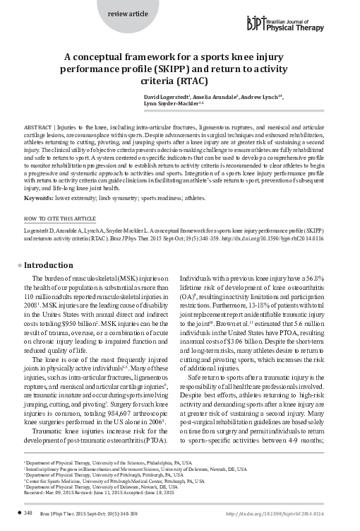 (PDF) A conceptual framework for a sports knee injury performance profile (SKIPP) and return to ...