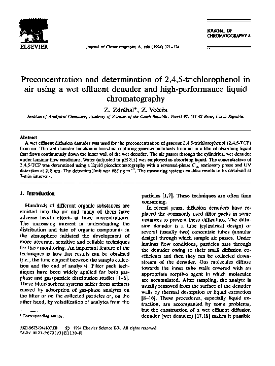 (PDF) Preconcentration and determination of 2,4,5-trichlorophenol in ...
