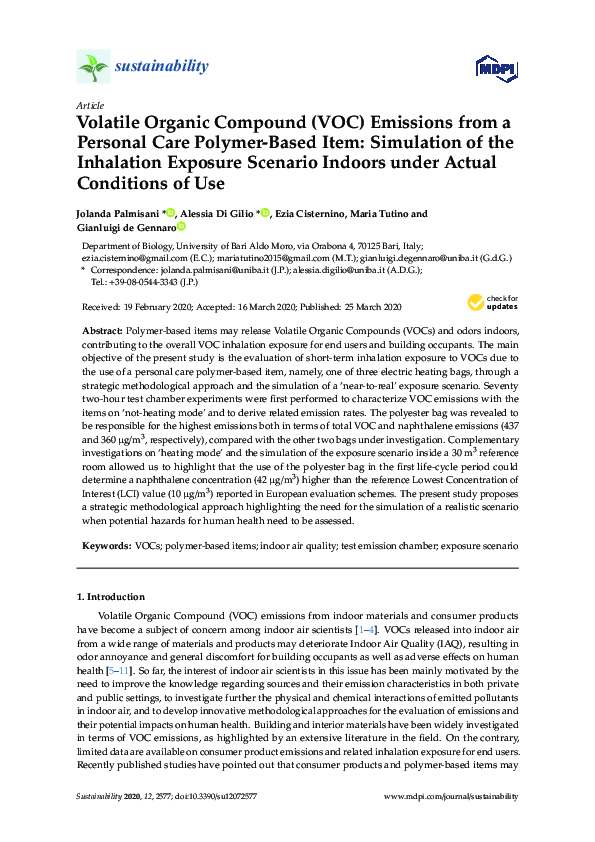 (PDF) Volatile Organic Compound (VOC) Emissions from a Personal Care ...