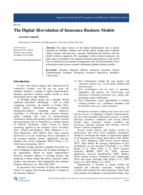 (PDF) The Digital (R)evolution of Insurance Business Models