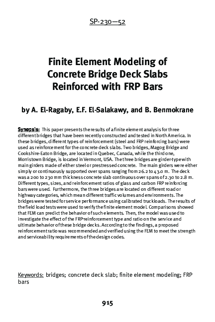 (PDF) Finite Element Modeling of Concrete Bridge Deck Slabs Reinforced with FRP Bars