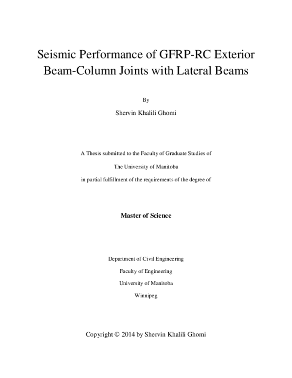 (PDF) Seismic Performance of GFRP-RC Exterior Beam–Column Joints with Lateral Beams