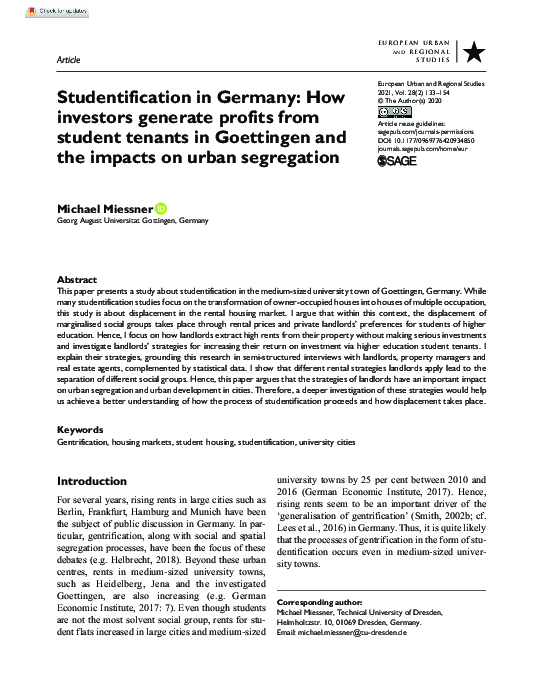 (PDF) Studentification in Germany: How investors generate profits from ...
