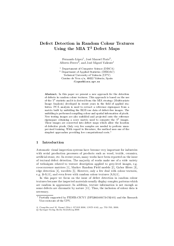 Pdf Defect Detection In Random Colour Textures Using The Mia T2 Defect Maps