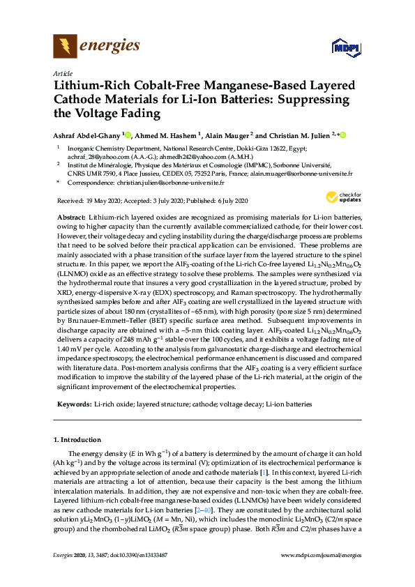 (PDF) Lithium-Rich Cobalt-Free Manganese-Based Layered Cathode Materials for Li-Ion Batteries ...