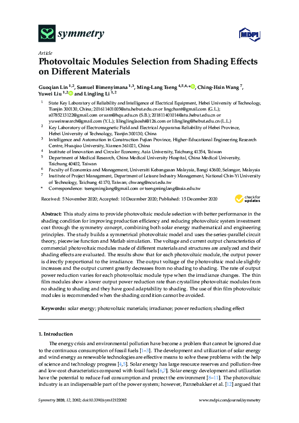 (PDF) Photovoltaic Modules Selection from Shading Effects on Different ...