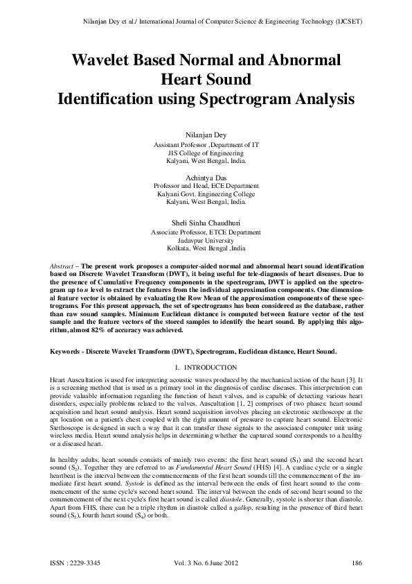 (PDF) Wavelet Based Normal and Abnormal Heart Sound Identification ...