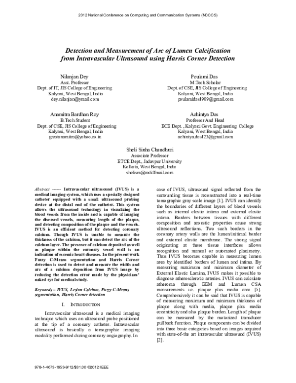 (PDF) Detection and measurement of arc of lumen calcification from ...
