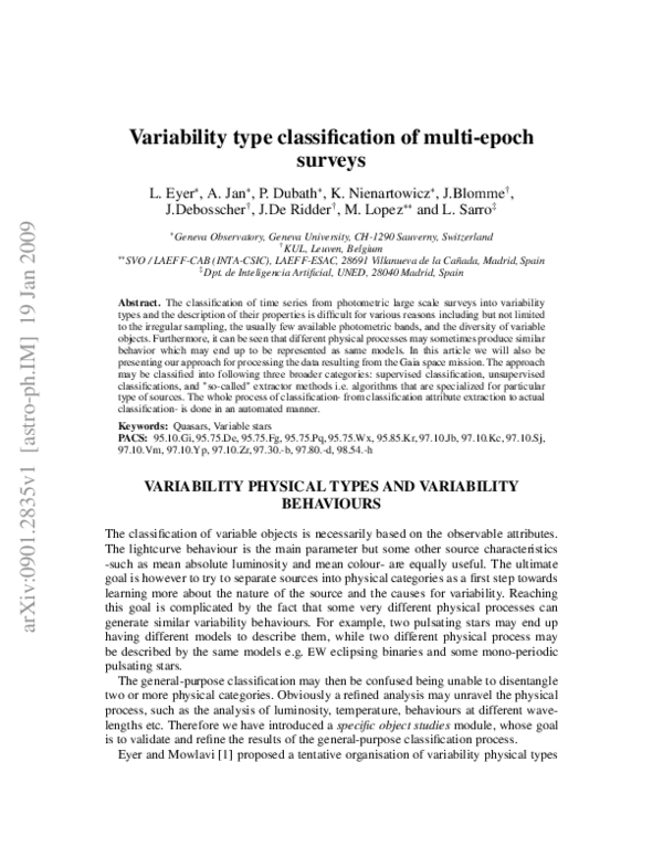 (PDF) Variability type classification of multi-epoch surveys