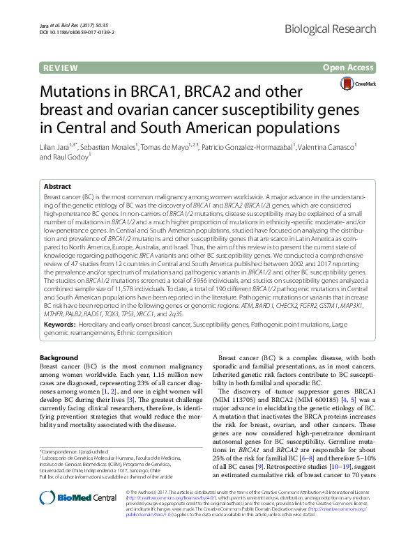 (PDF) Mutations in BRCA1, BRCA2 and other breast and ovarian cancer ...