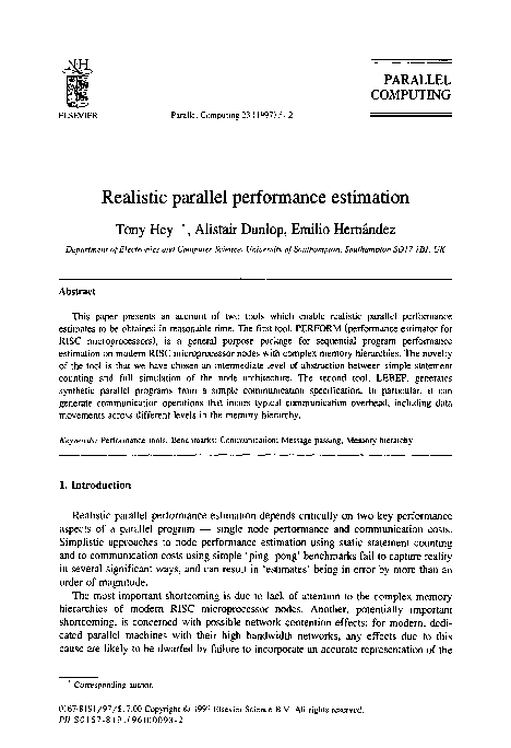 Pdf Realistic Parallel Performance Estimation