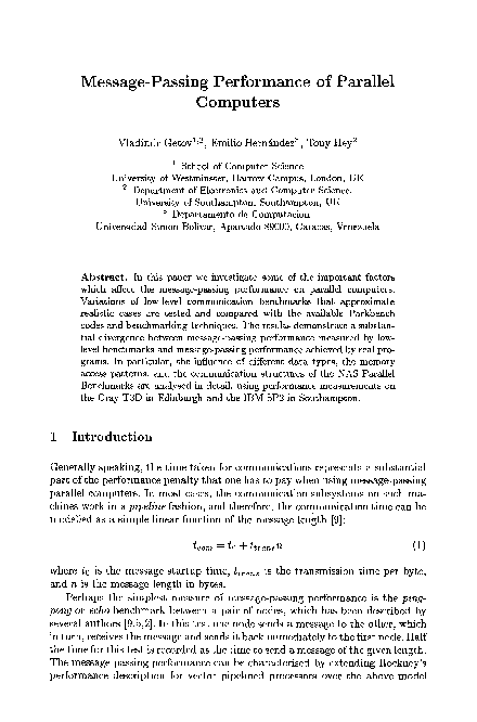 (PDF) Message-passing performance of parallel computers
